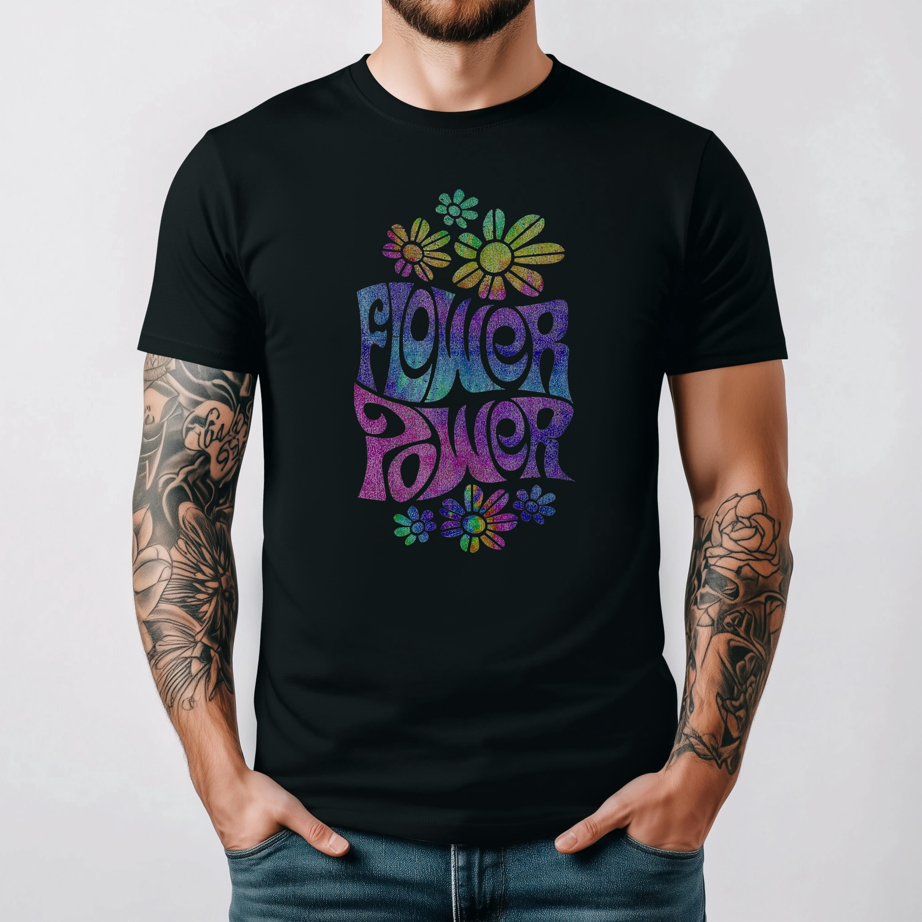 Flower Power Hippie 70s Psychedelic Retro Festival Art T Shirt, for men ...