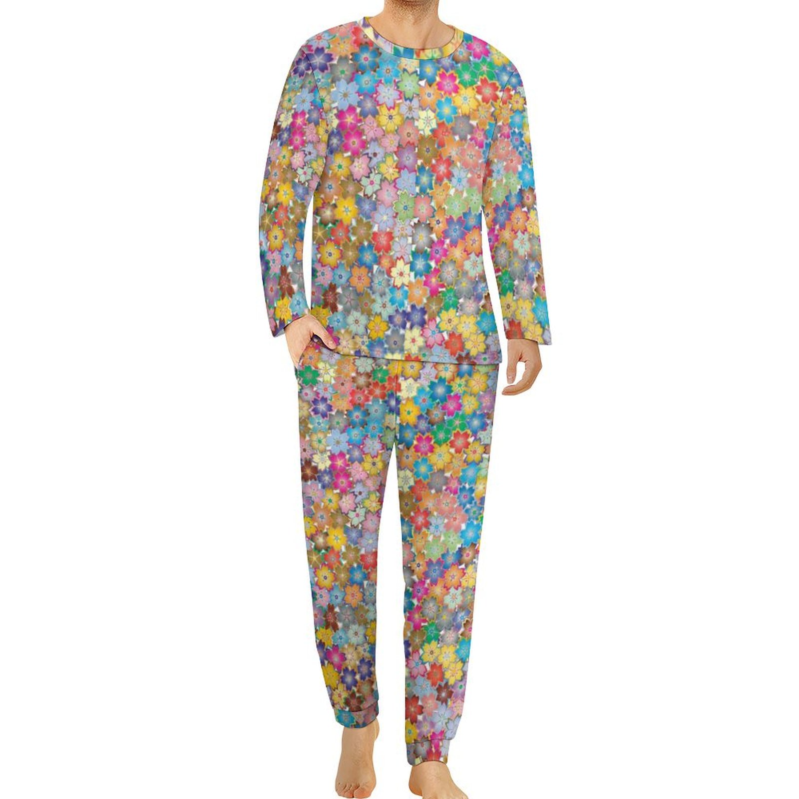 Flower Power Inspired Pajamas Long Sleeve Groovy Hippy Retro Two Piece ...