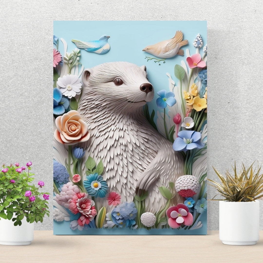 Flower Power Otter - 3D Animal Canvas/Poster Art Prints â€“ The Perfect ...