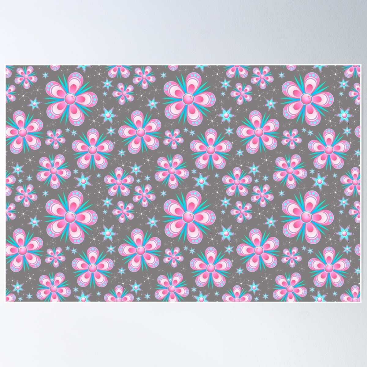 Flower Power Pattern Poster Wall Art, Modern Wall Decor For Living Room ...