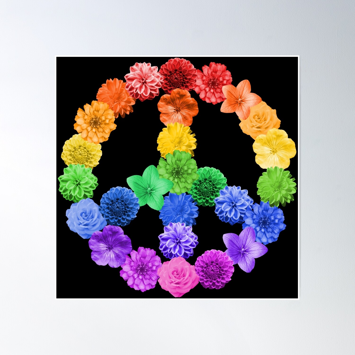 Flower Power Peace Sign Poster Wall Art, Modern Wall Decor, 24x24 ...
