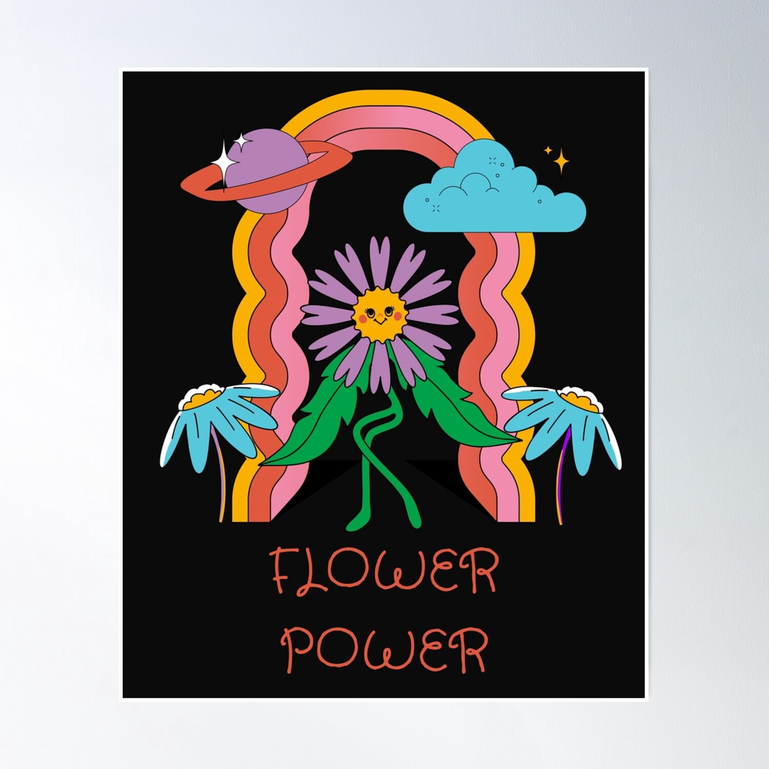 Flower Power Poster Wall Art, Modern Wall Decor, 8x12 UNFRAMED ...
