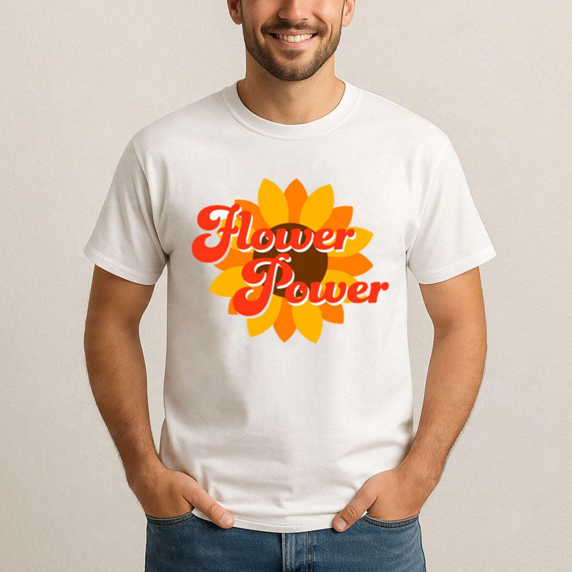 Flower Power Retro 60s 70s Hippie Peace Love Graphic Unisex T-Shirt ...