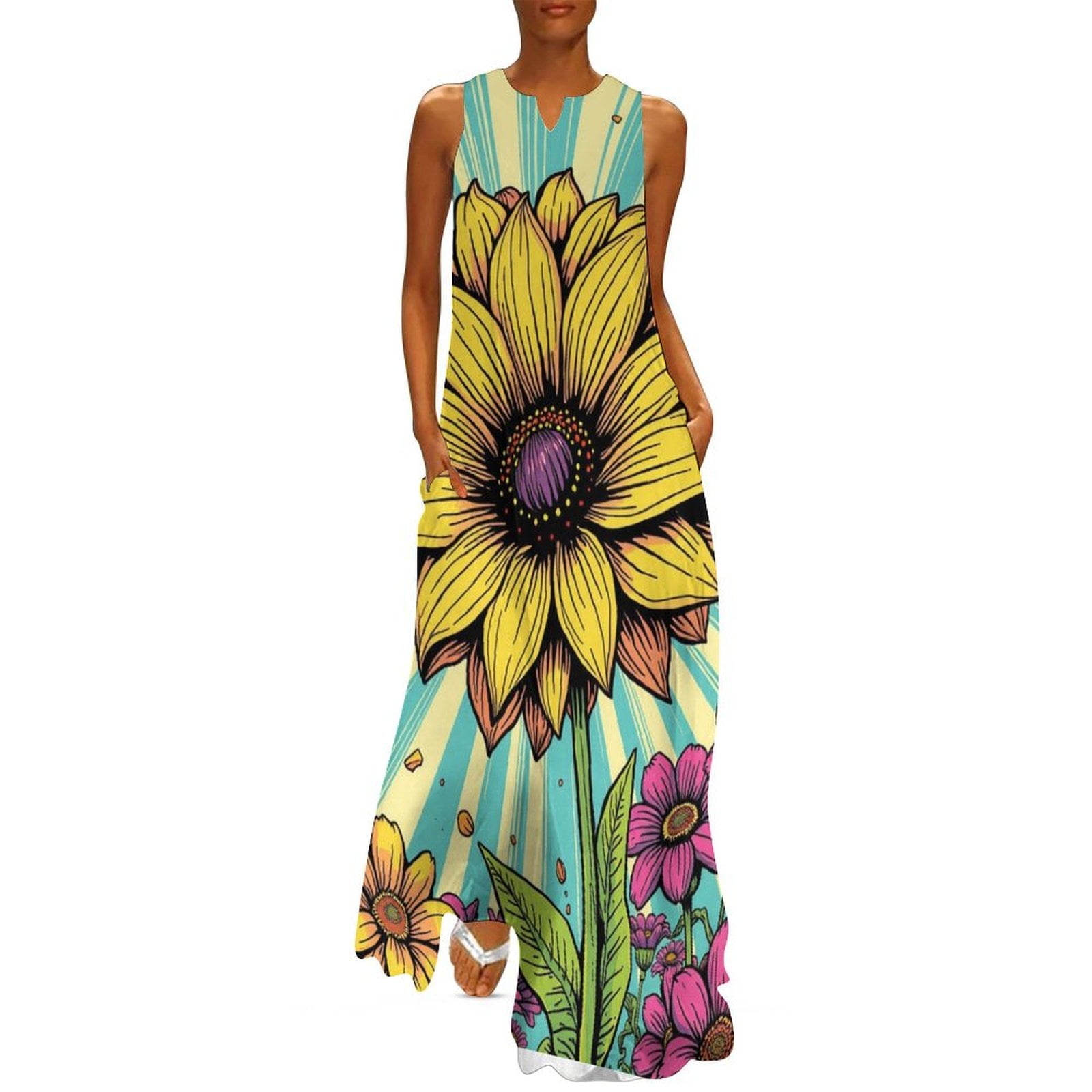 Flower Power Sleeveless Dress Summer Dresses Birthday Dress for Women ...