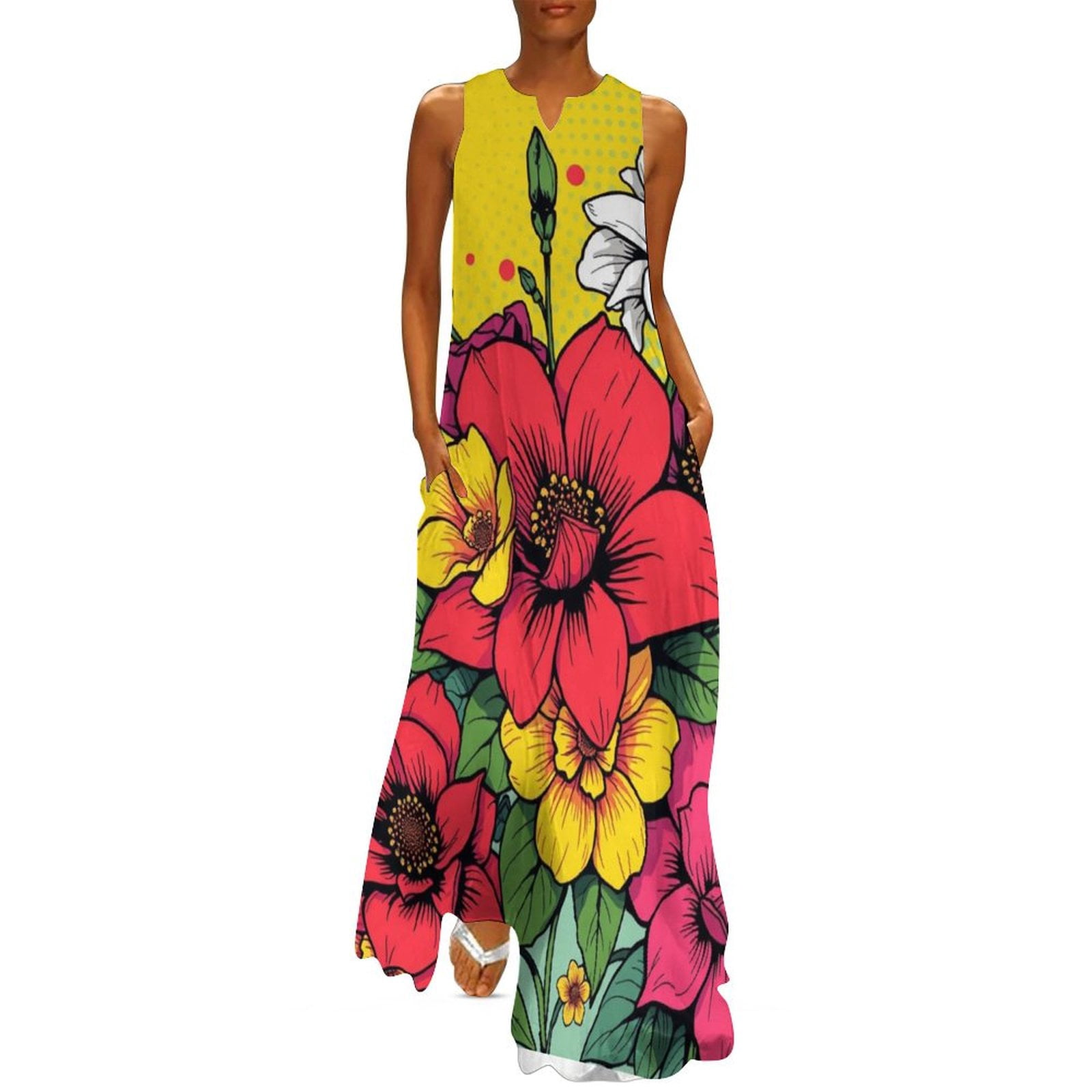 Flower Power Sleeveless Dress Summer Dresses Birthday Dress for Women ...