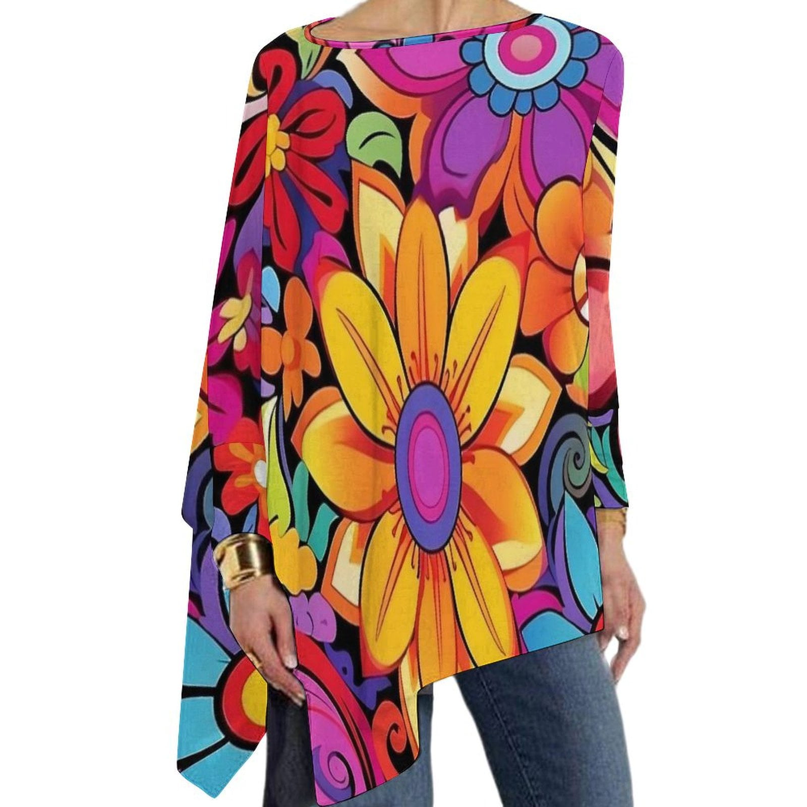 Flower Power T-Shirt Hippie Groovy Daisies Loose Long-Sleeve T Shirts ...