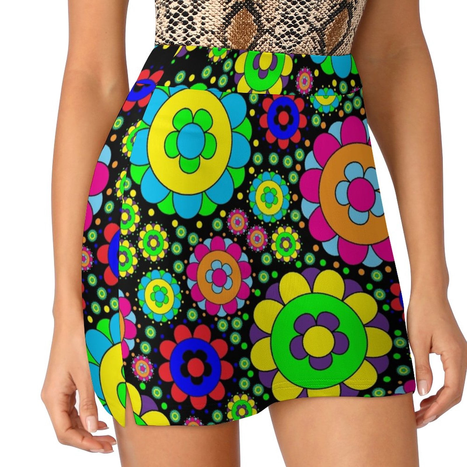 Flower Power Vintage 60S 70S Hippie Retro Flowers Women's skirt Y2K ...