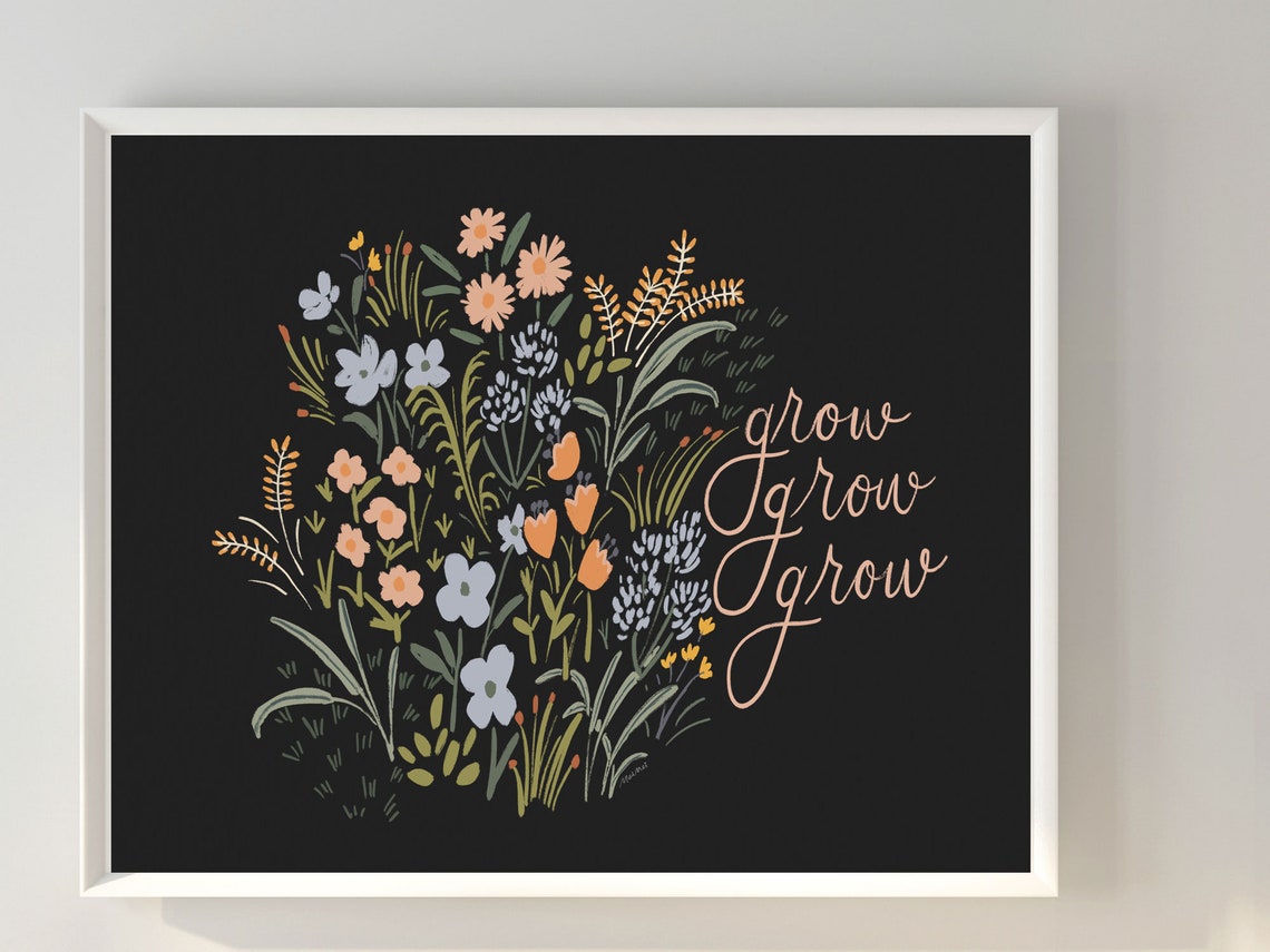 Flower Print, Wildflower Fields Wall Art, Quote Print, Floral Wall Art ...