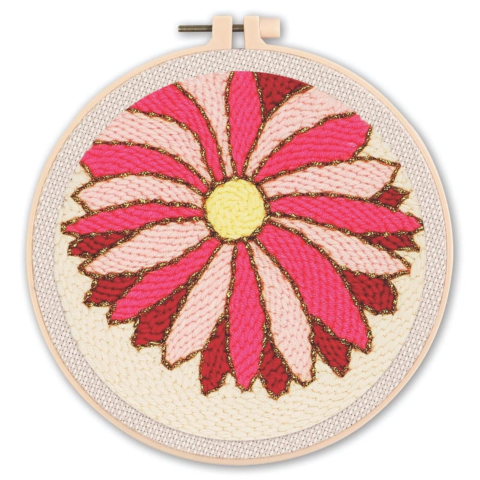 Flower Punch Needle Kits Adults Beginner, Handcraft DIY Craft Hoop Kit ...