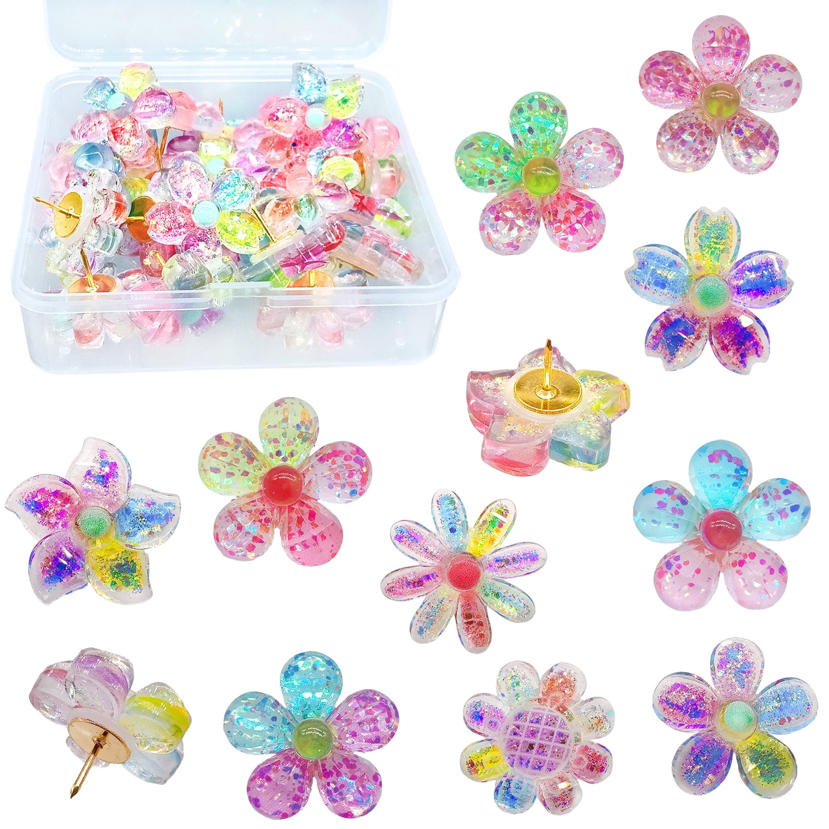 Flower Push Pins for Cork Board Cute Thumb Tacks Decorative Fun ...