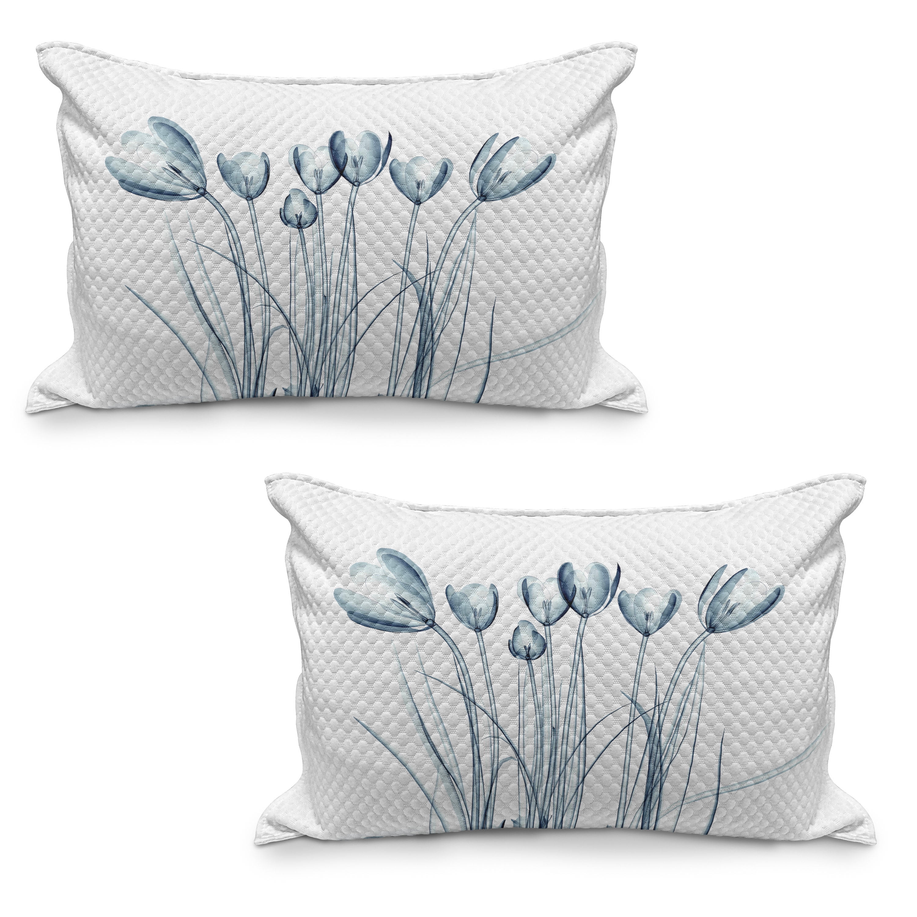 Flower Quilted Pillowcover Set of 2, X-ray Image of Tulips Solarized Effect Nature Inspired ...