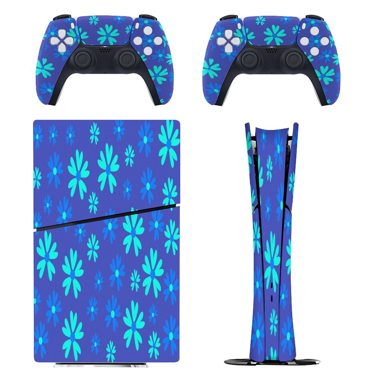 Flower, Random, Blue PS5/PS5 Slim Digital Disc Skin Sticker For Console ...
