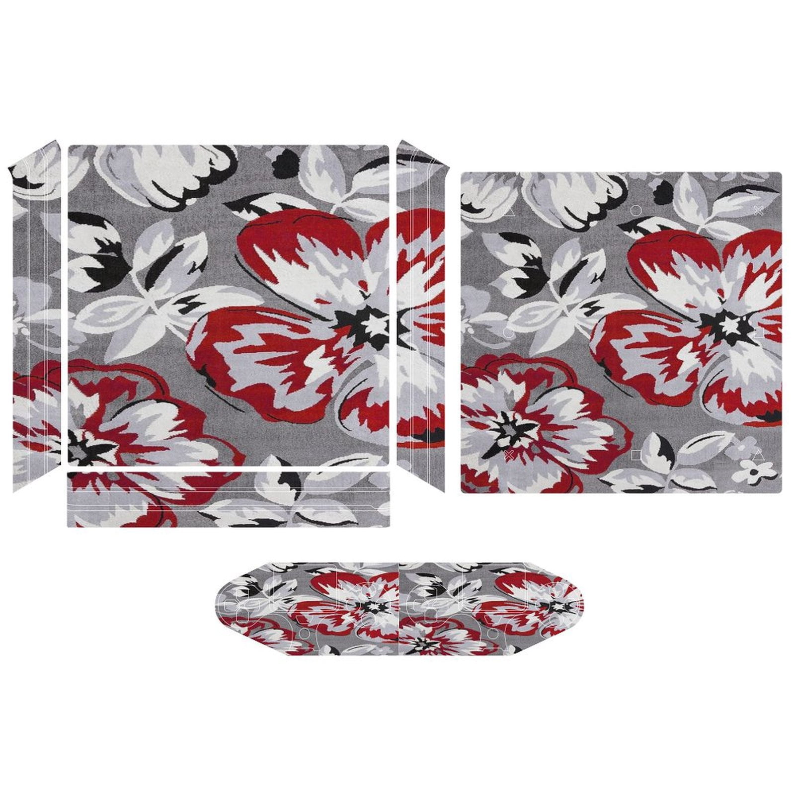 Flower Red Grey Texture PS4/PS4 Pro/PS4 Slim Skin Sticker For Console ...
