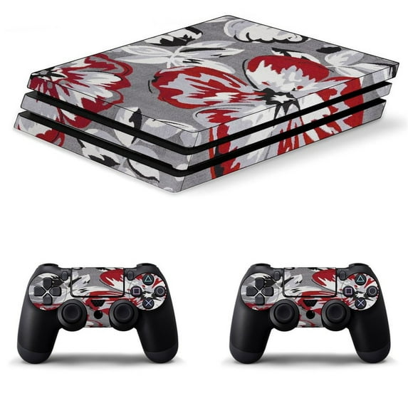Flower Red Grey Texture PS4/PS4 Pro/PS4 Slim Skin Sticker For Console ...