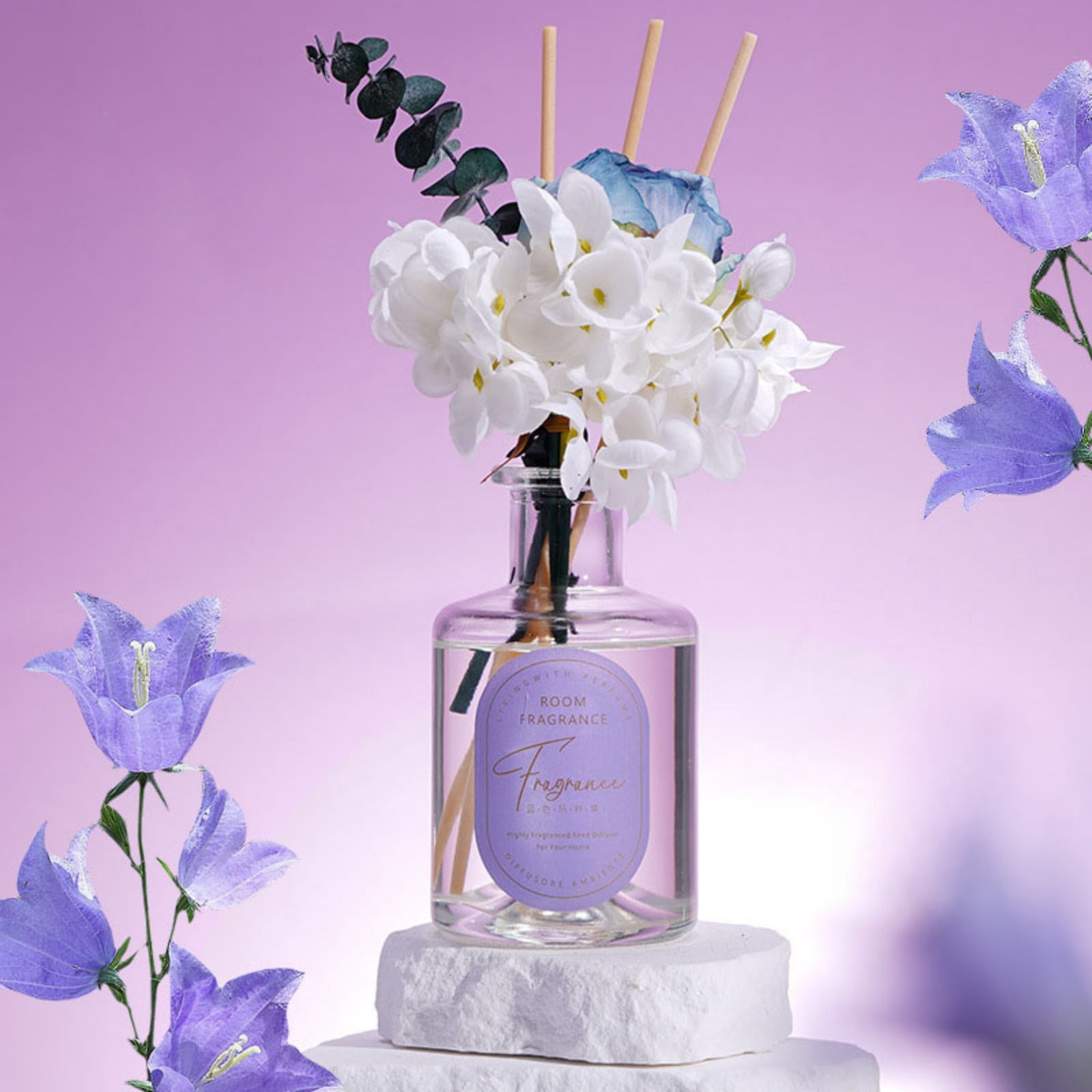 Flower Reed Diffuser Set, 6.82fl.oz Scent Diffuser with Sticks Home ...