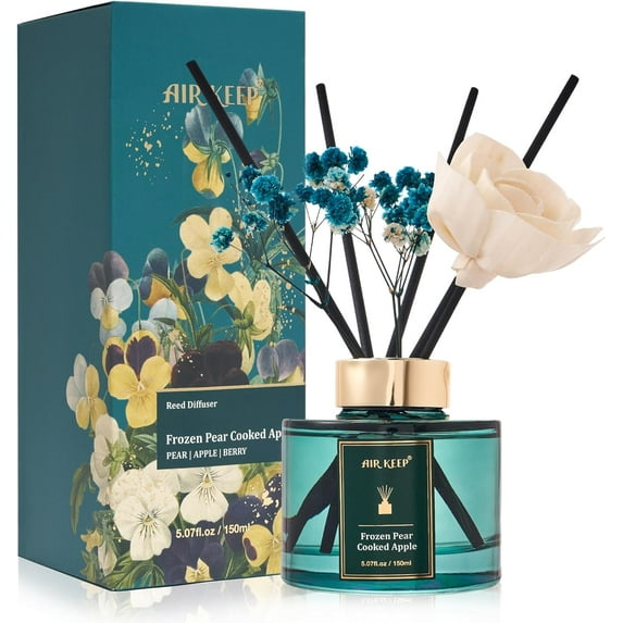 Flower Reed Diffusers Set, 5.07 oz Pear/Apple/Berry Scented Oil ...
