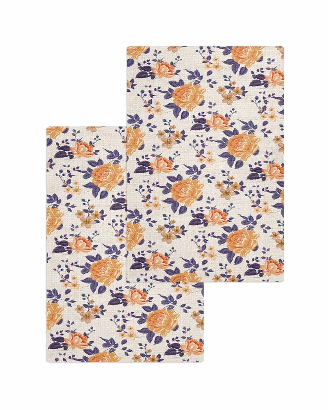 Flower Retro Overlay Leaves Tea Towels Absorption Walf Checks Kitchen ...