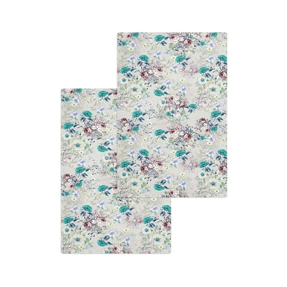 Flower Retro Overlay Leaves Tea Towels Absorption Walf Checks Kitchen ...