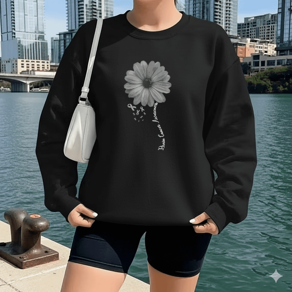 Flower Ribbon Awareness Hope Love Support Brain Cancer Tribute ...