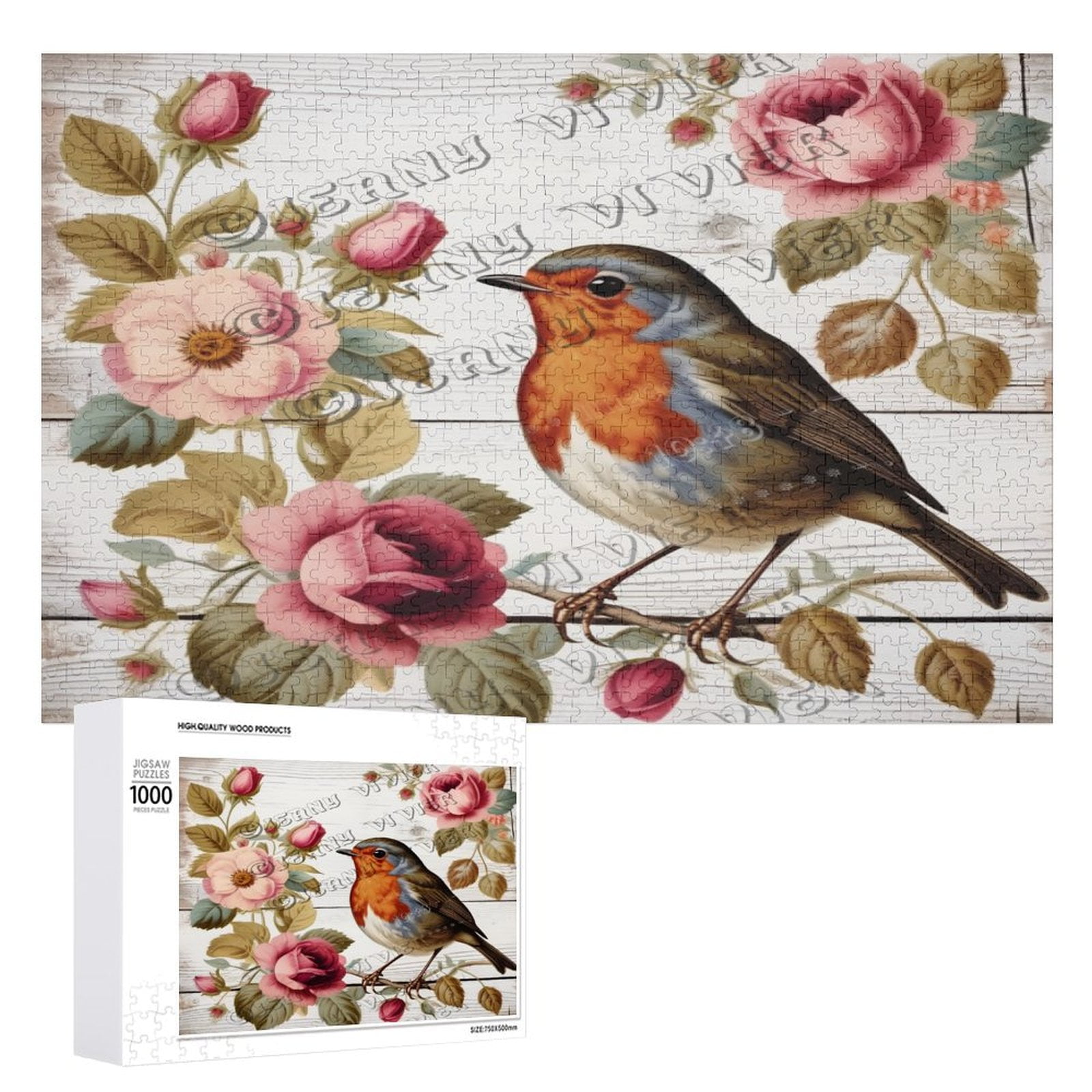 Flower Robin Bird 1000 Piece Jigsaw Puzzle for Adults,1000 pc Large ...