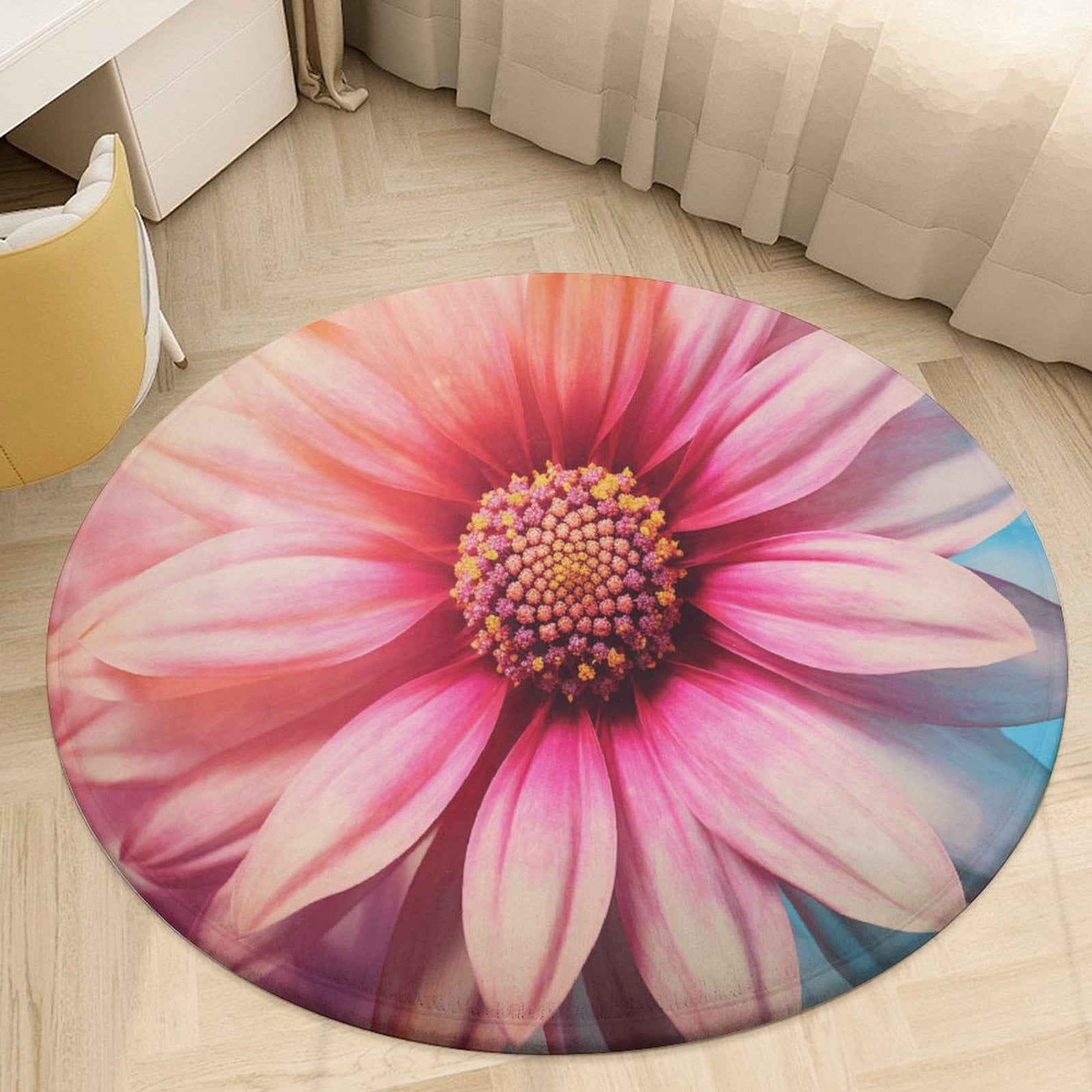 Flower Round Area Rugs for Bedroom Living Room, 3FT Soft Indoor Circle ...