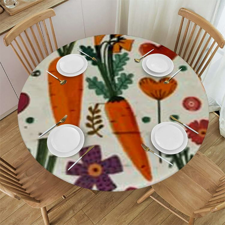 Flower Round Tablecloth with Elastic Edge, Flower Style Texture ...