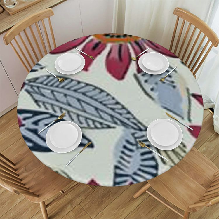 Flower Round Tablecloth with Elastic Edge, Flower Style Texture, for ...