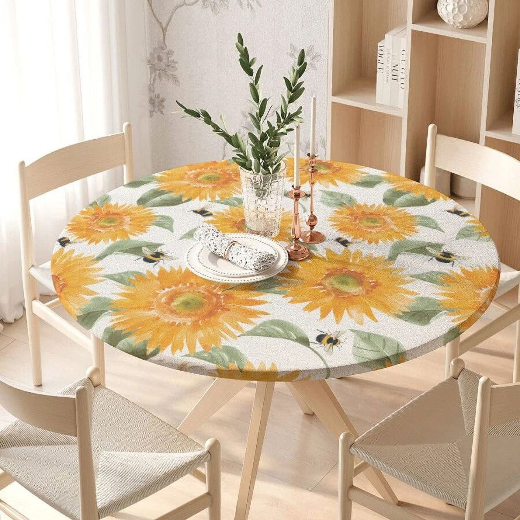 Flower Round Tableclothes for Dining Table Floral Pattern Fitted Table ...