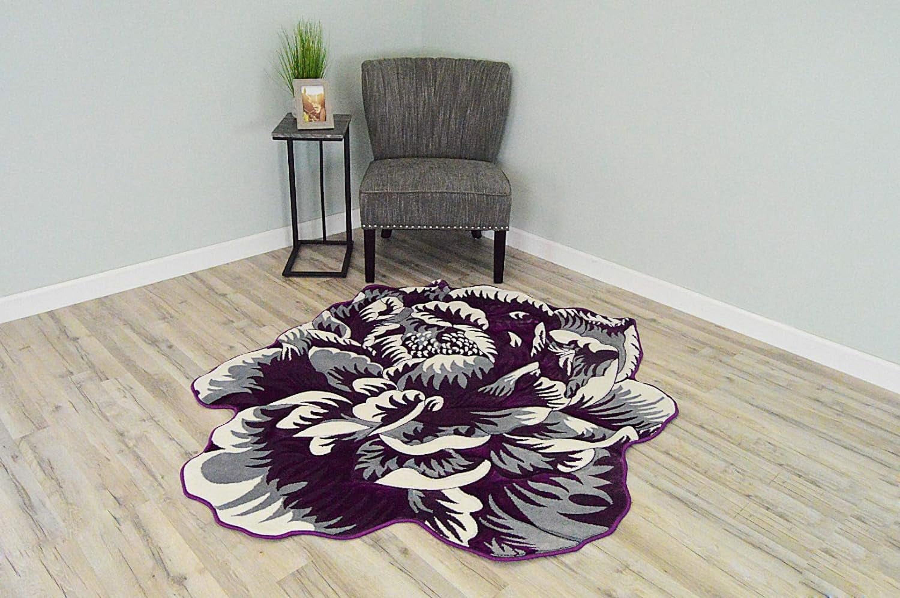 Flower Rug 2ft Round Area Rugs Cute Plush Flower Shaped Rug Circle ...