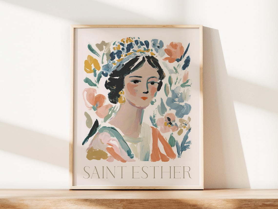 Flower Saint Esther Artful Botanical Painting Catholic Gift For Her ...