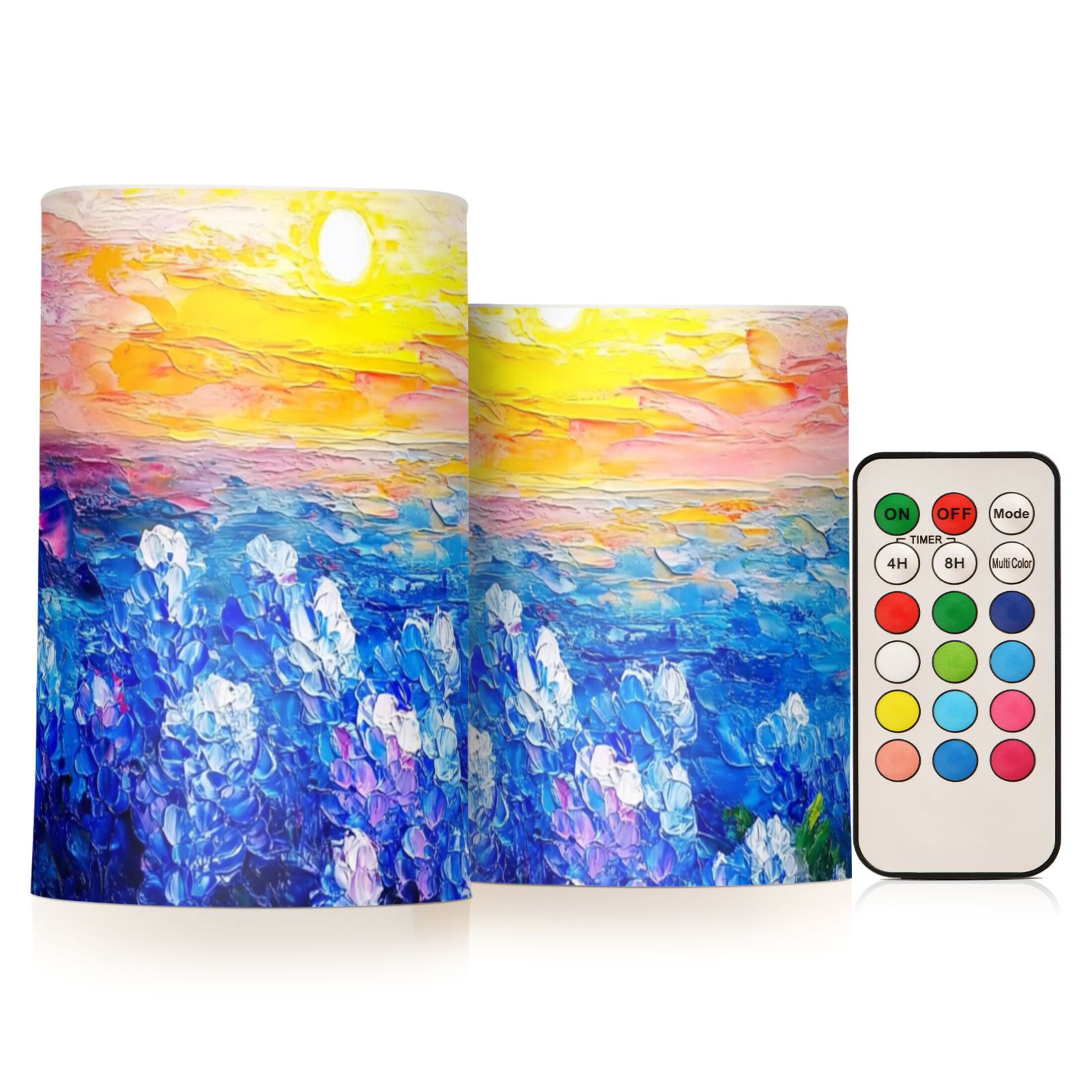 Flower Sea Landscape Painting Flickering Flameless Candles Battery ...