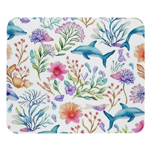 Flower Sea Whale Mouse Pad Square Washable Mousepad Anti-slip Rubber ...