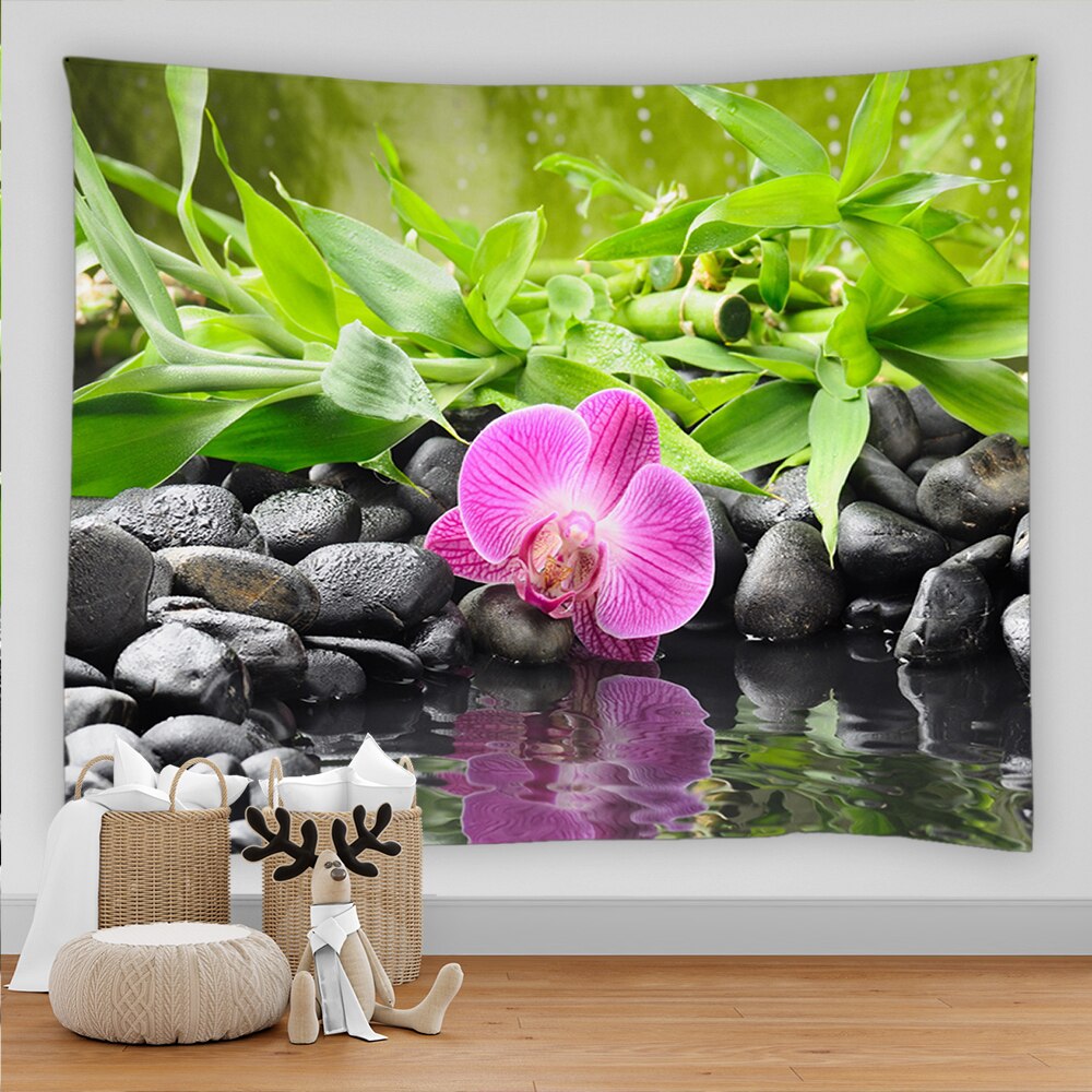 Flower Seaview Landscape Tapestry Wall Hanging Mediterranean Sea Beach ...