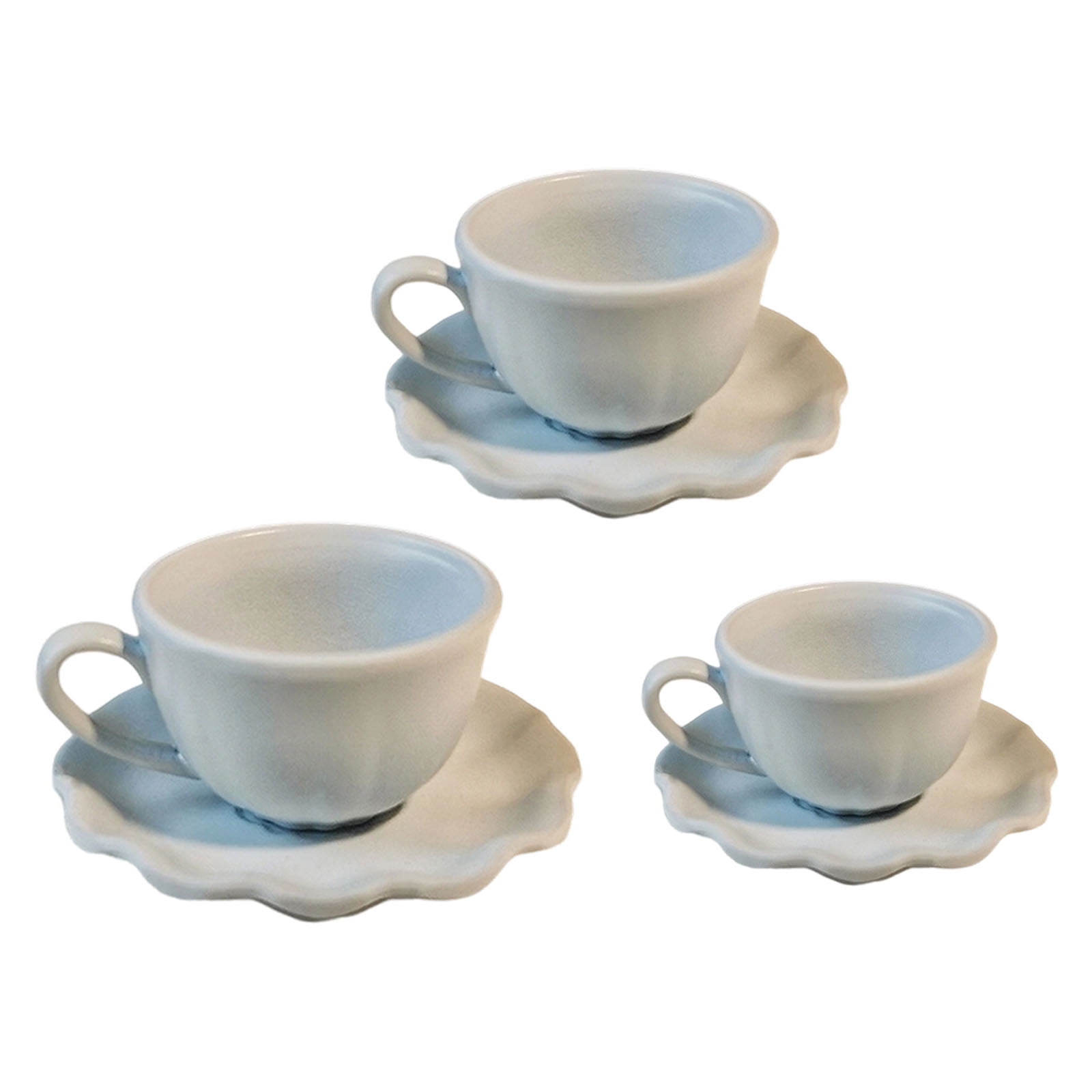 Flower Shape Coffee Cup Saucer Set Alloy Miniature Doll House Furniture ...