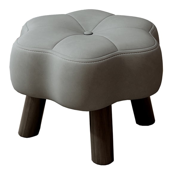 Flower Shape Foot Stool Ottoman Small Leather Pouf Ottoman For Living ...