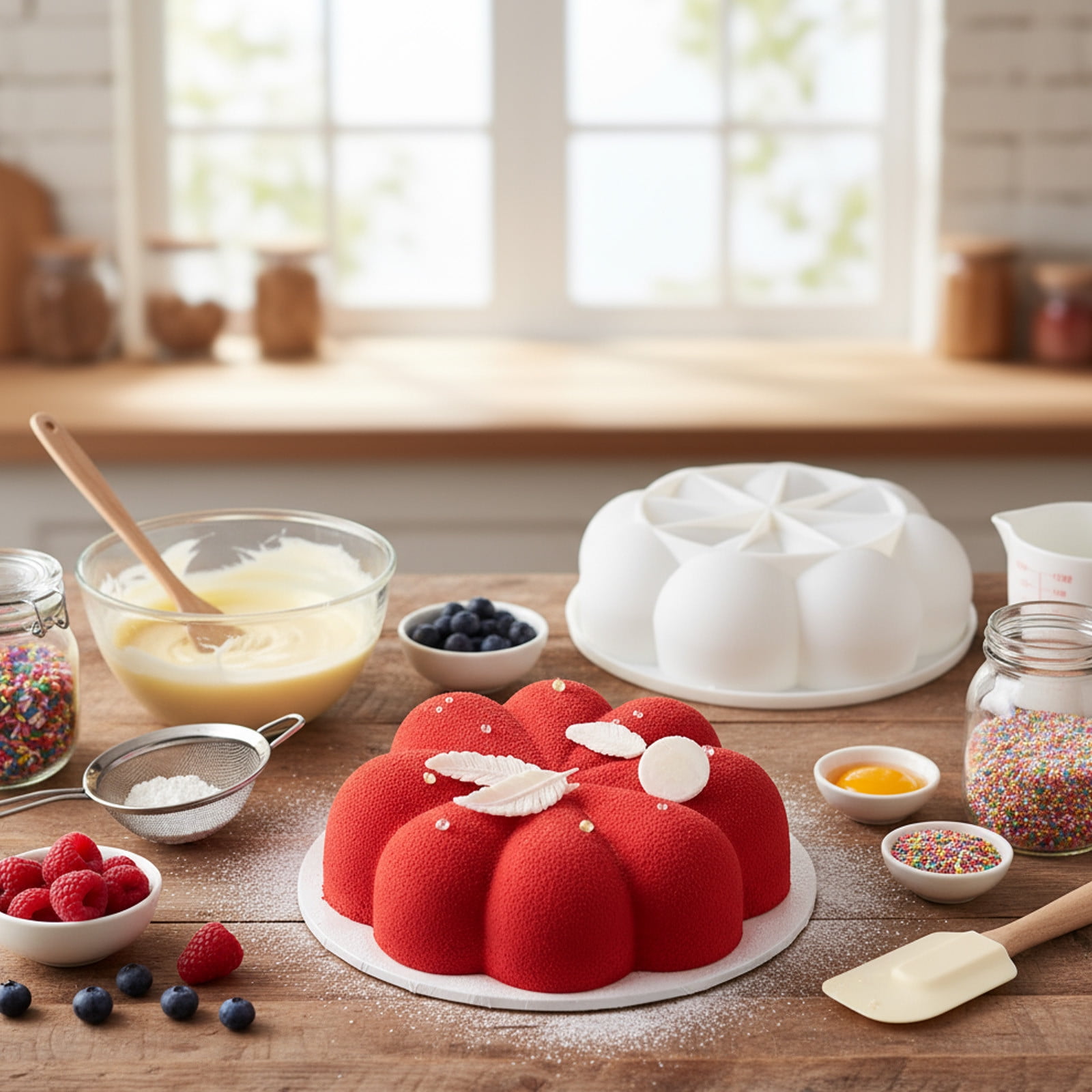 Flower Shape Silicone Molds For Baking, Large Round Designs Including ...
