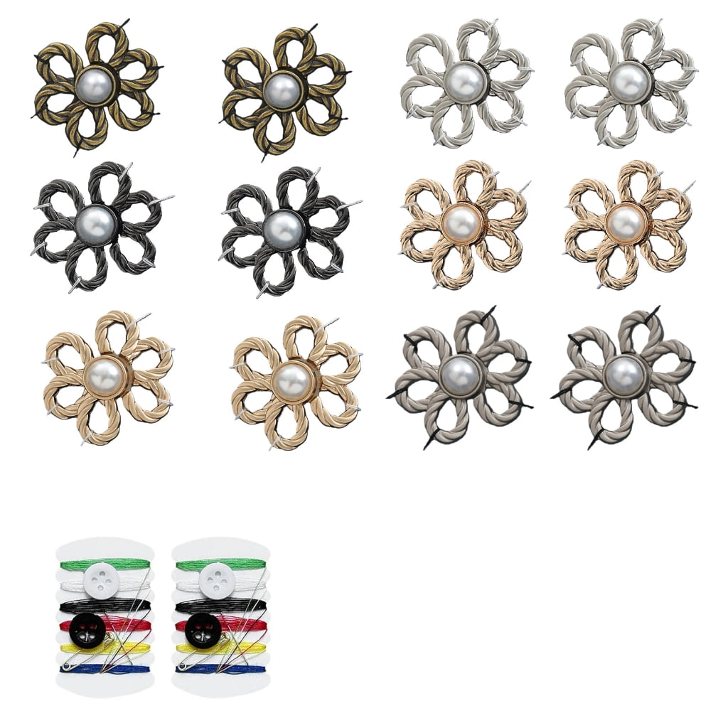 Flower Shape Waist Tighteners Sewing on Alloy Buttons For Jeans Pants ...