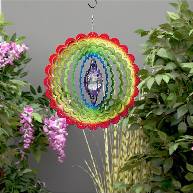 Flower Shape Wind Spinner with Clear Round Glass Ball - Walmart.com
