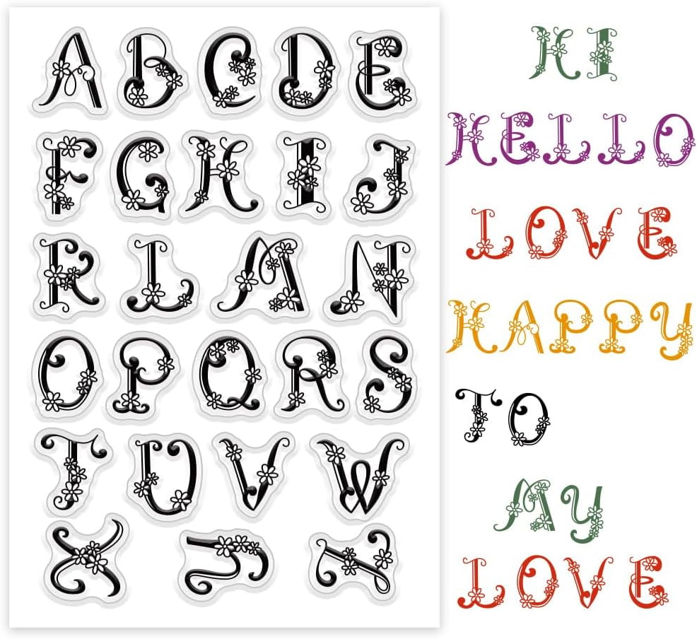 Flower Shaped 26 Letters Clear Stamp Alphabet Letter Silicone Stamp ...