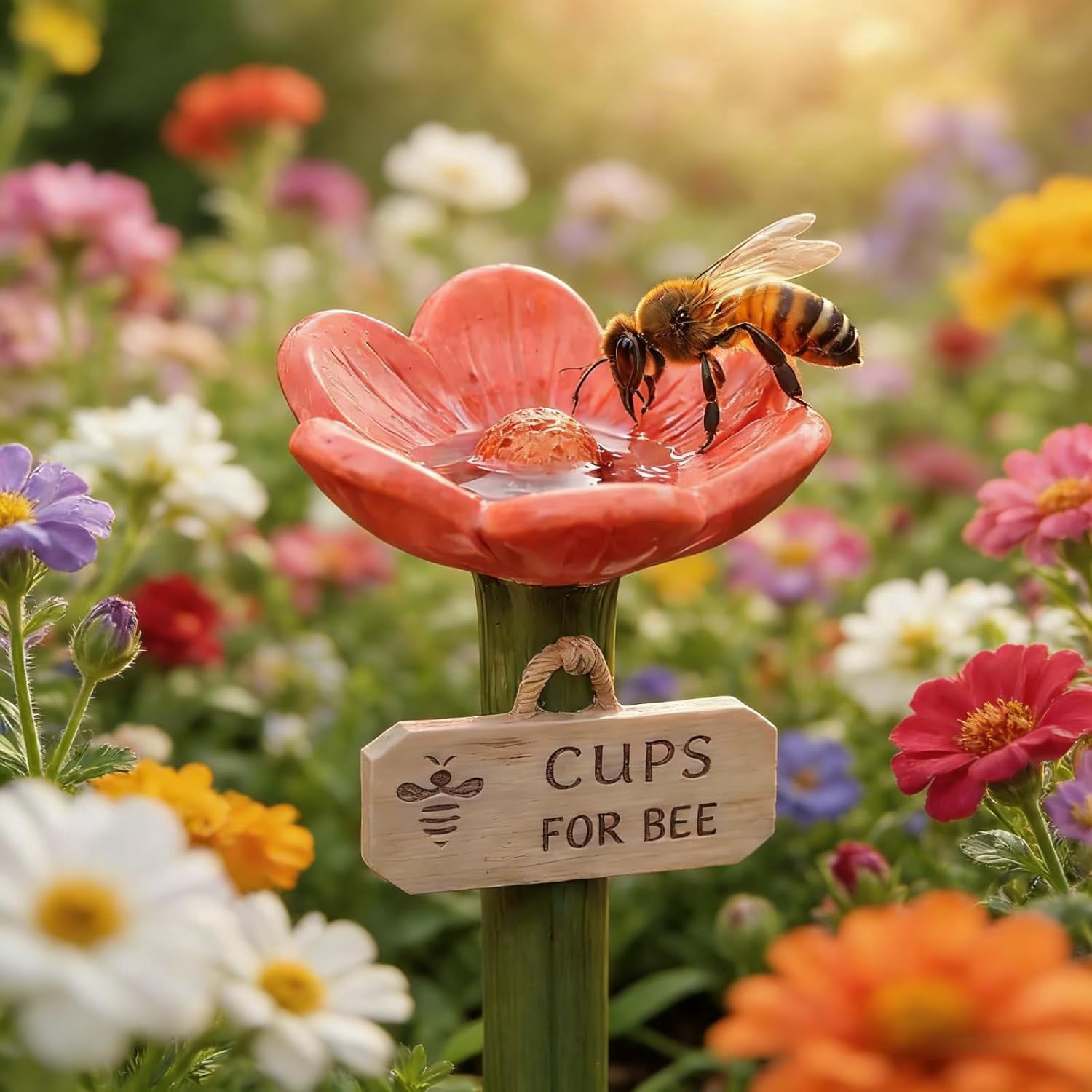 Flower-Shaped Ceramic Bee Watering Station, Bath for Bees, Colorful ...