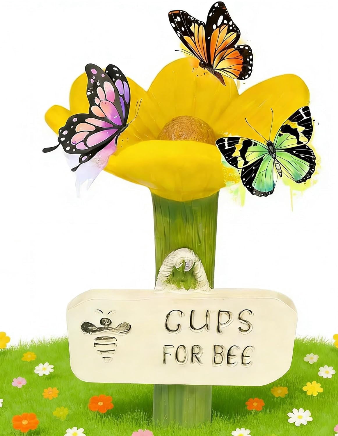 Flower-Shaped Ceramic Bee Watering Station, Bee Bath for Garden Bee ...