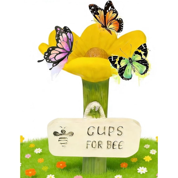 Flower-Shaped Ceramic Bee Watering Station, Bee Bath for Garden Bee ...