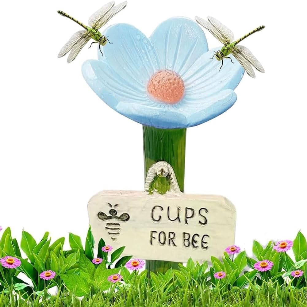 Flower-Shaped Ceramic Bee Watering Station, Bug Hotel Watering Bee ...