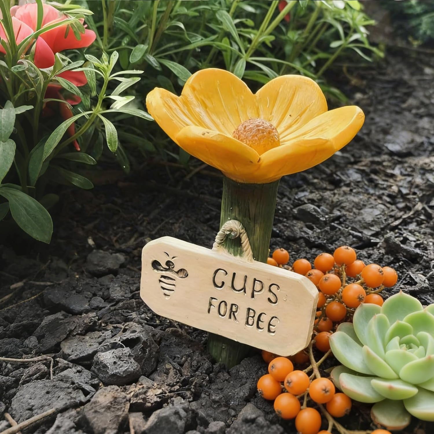 Flower-Shaped Ceramic Bee Watering Station,Butterfly/Bee Feeder Garden ...