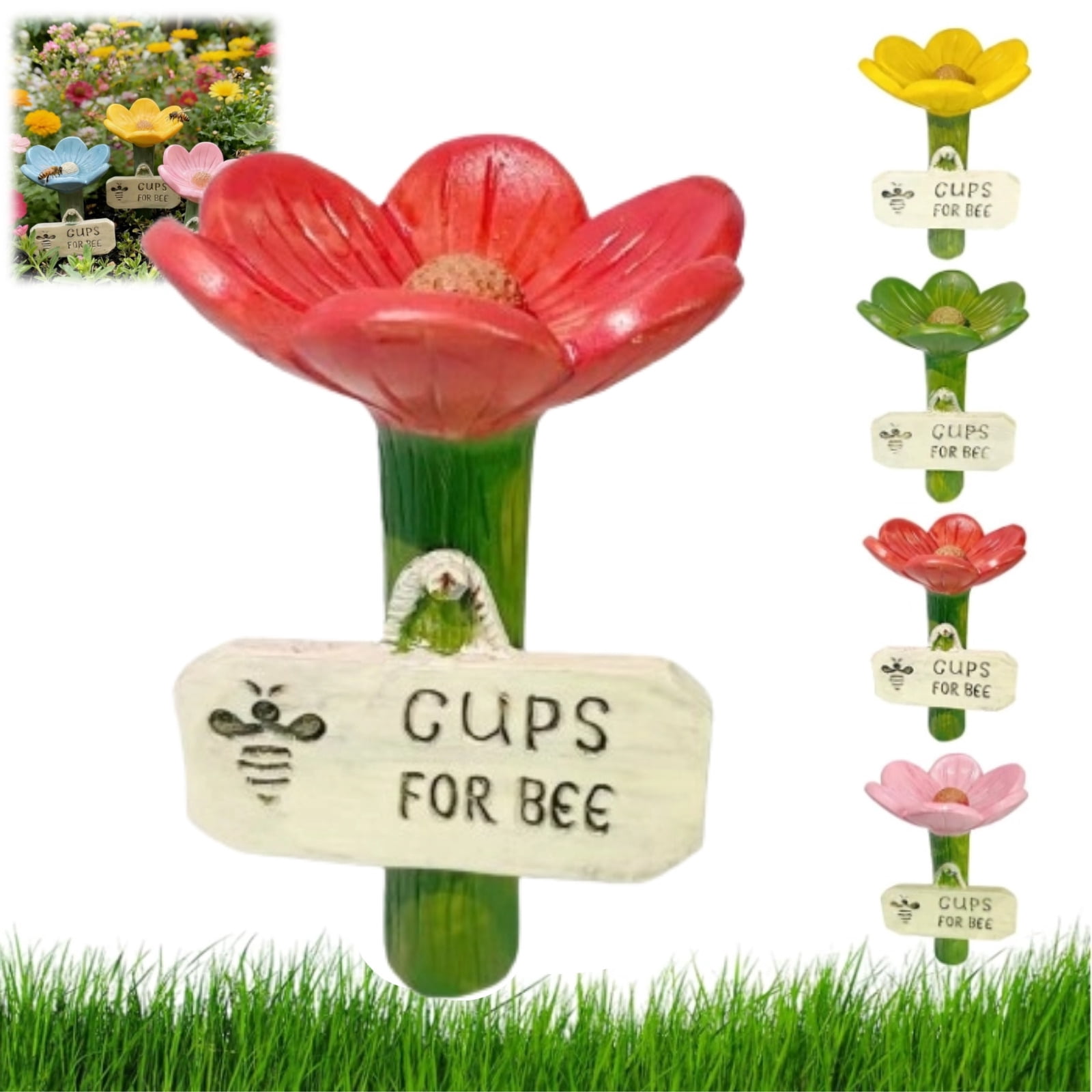Flower-Shaped Resin Bee Watering Station - Bee Friendly Garden Decor ...