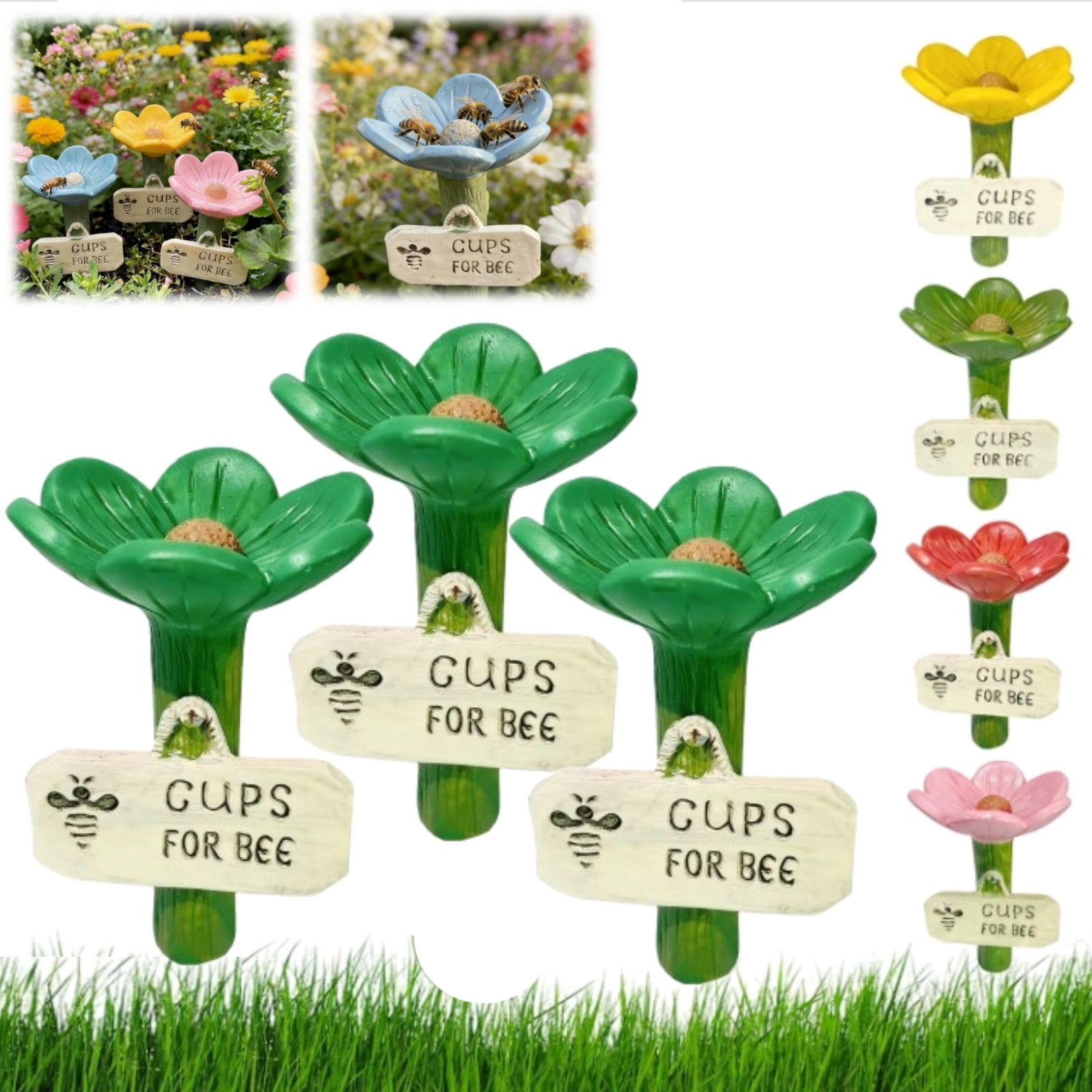 Flower-Shaped Resin Bee Watering Station - Bee Friendly Garden Decor ...