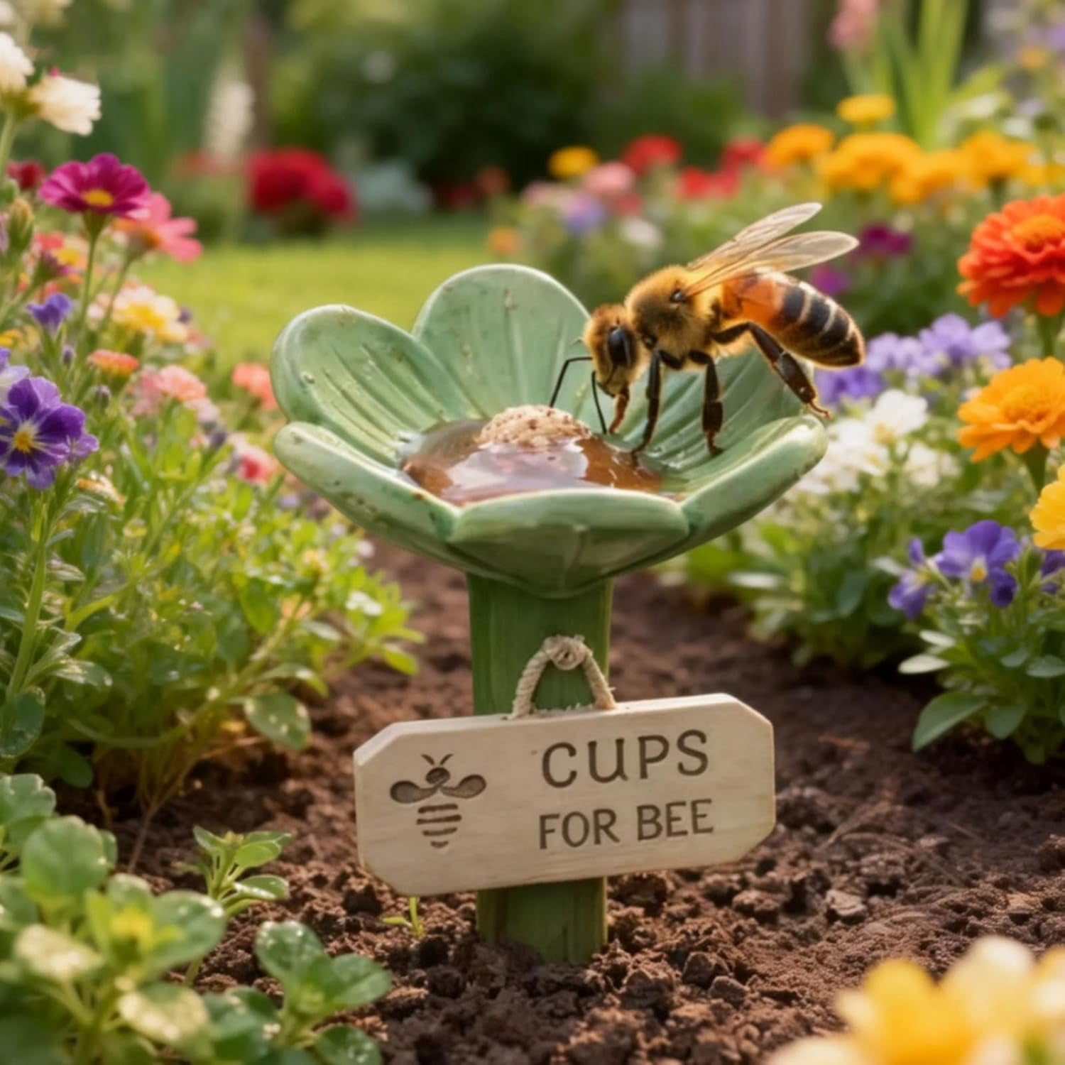 Flower-Shaped Resin Bee Watering Station, Hummingbird Feeder with ...