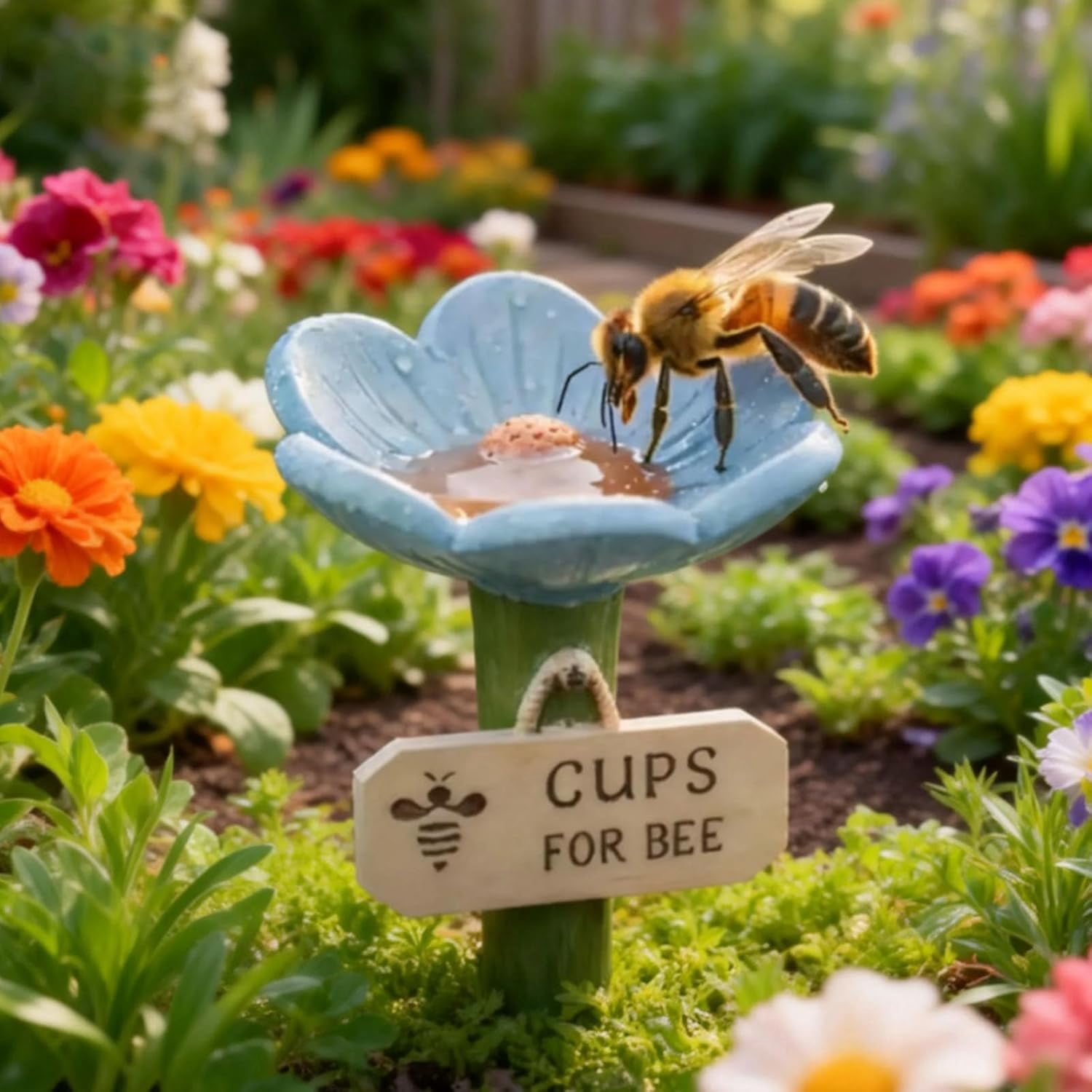 Flower-Shaped Resin Bee Watering Station, Hummingbird Feeder with ...