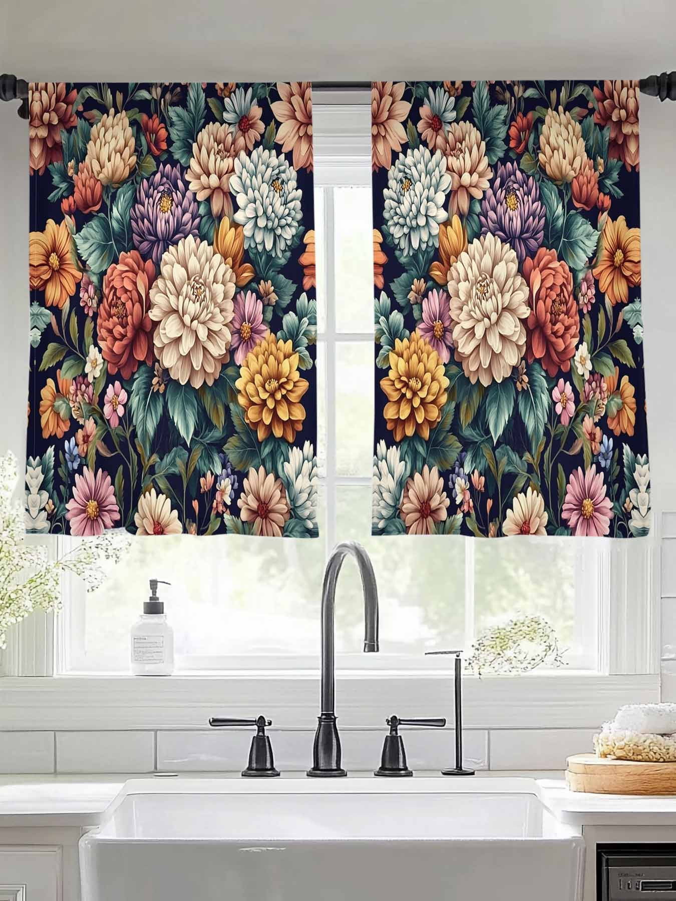 Flower Sheer Curtains for Living Room Bedroom Spring Summer Country ...