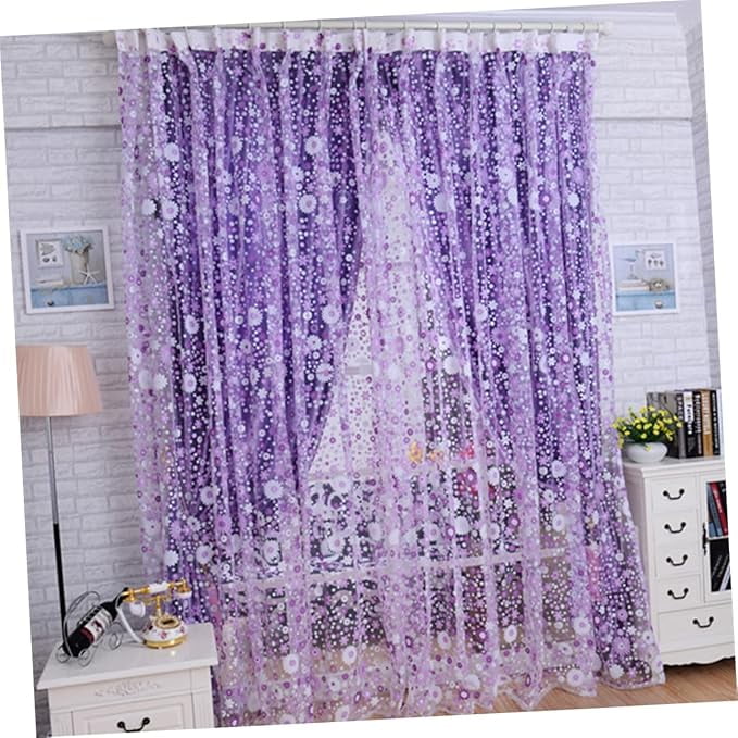 Flower Sheer Curtains Rod Pocket Window Countryside Sheer Panels Print ...